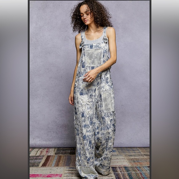 POL | Pants & Jumpsuits | 357 Pol Floral Crochet Overalls | Poshmark
